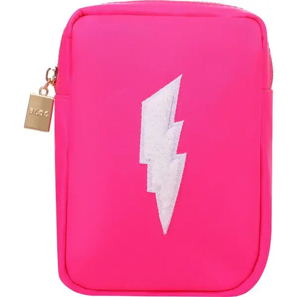 BLOC BAGS Lightning Bolt Cosmetics Bag - Hot Pink