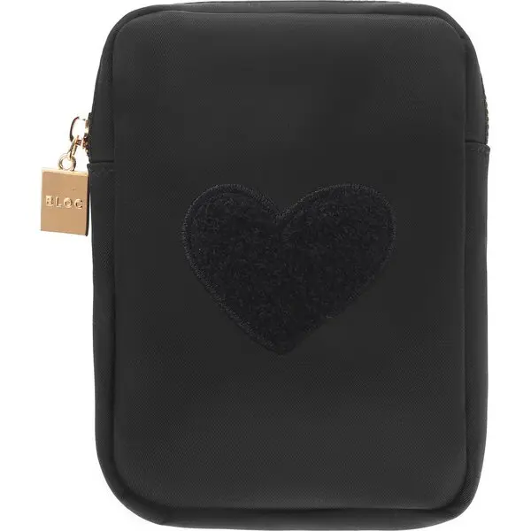 BLOC BAGS Mini Heart Cosmetic Bag - Black/white