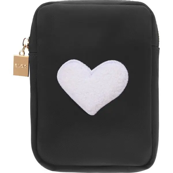 BLOC BAGS Mini Heart Cosmetic Bag - Black/white