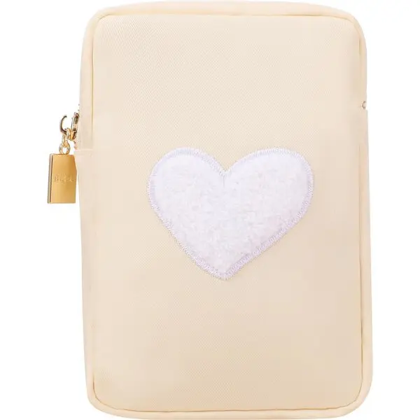 BLOC BAGS Mini Heart Cosmetic Bag - Cream