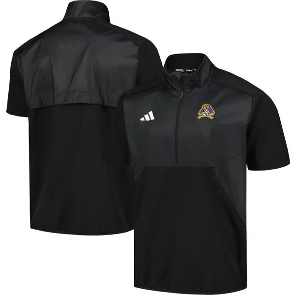 Adidas Ecu Pirates Sideline Aeroready Raglan Short Sleeve Quarter-zip Jacket - Black