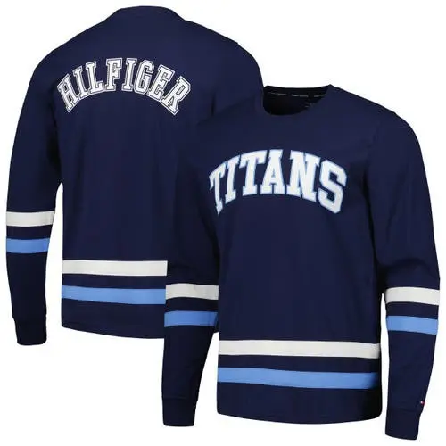 Tommy Hilfiger Light Blue Tennessee Titans Nolan Long Sleeve T-shirt - Navy
