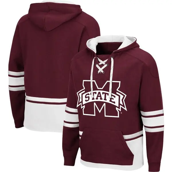 COLOSSEUM Mississippi State Bulldogs Lace-up Pullover Hoodie - Maroon