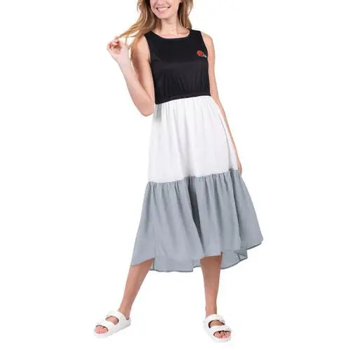 G-III 4HER BY CARL BANKS Gray Cleveland Browns 12th Inning Colorblock Dress - Black