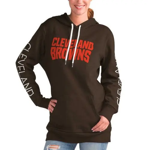 G-III 4HER BY CARL BANKS Cleveland S Extra Inning Pullover Hoodie - Brown