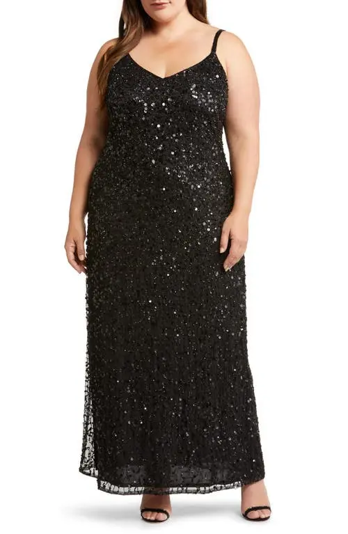 Pisarro Nights Sequin Mesh Gown With Jacket