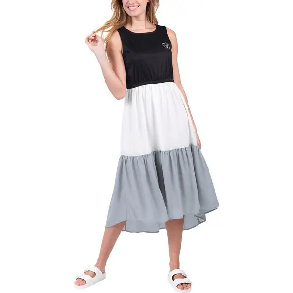 G-III 4HER BY CARL BANKS Gray Las Vegas Raiders 12th Inning Colorblock Dress - Black