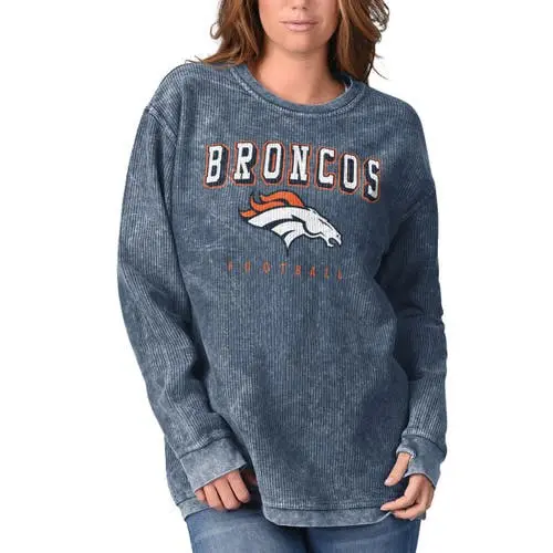 G-III 4HER BY CARL BANKS Denver Broncos Cord Pullover Sweatshirt