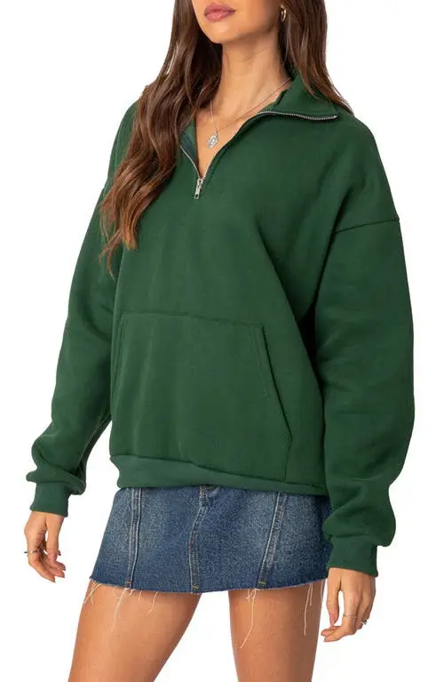EDIKTED Oversized Quarter-zip Sweatshirt - Green
