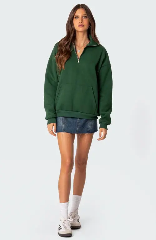 EDIKTED Oversized Quarter-zip Sweatshirt - Green