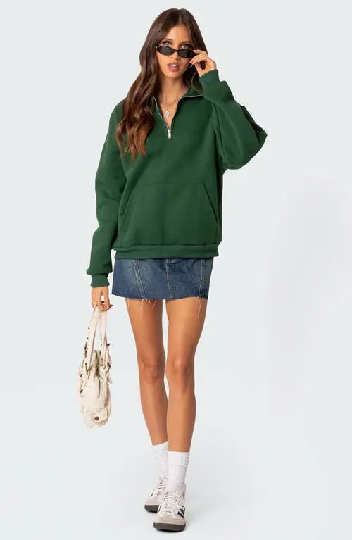 EDIKTED Oversized Quarter-zip Sweatshirt - Green