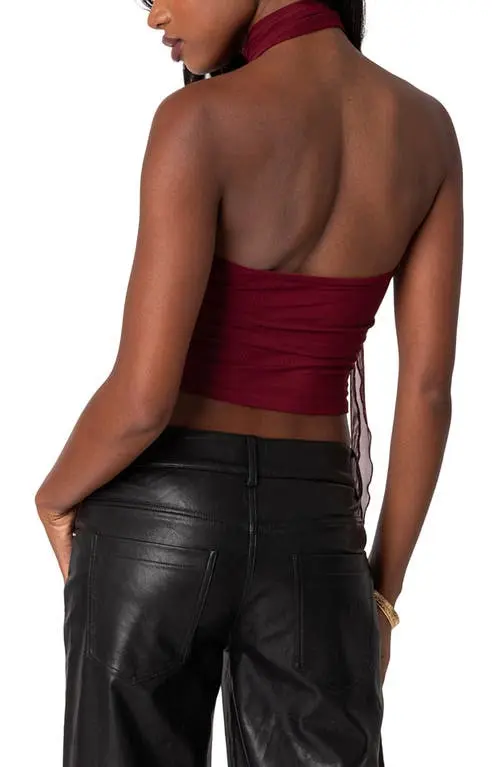 EDIKTED Mesh Tube Top & Scarf Set