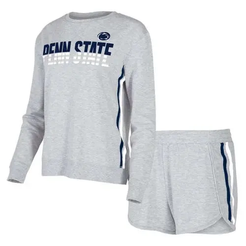 CONCEPTS SPORT Penn State Nittany Lions Cedar Tri-blend Long Sleeve T-shirt & Shorts Sleep Set - Gray