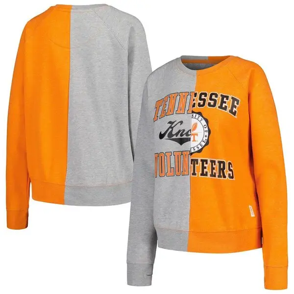 PRESSBOX Tennessee Volunteers Half And Half Raglan Pullover Sweatshirt