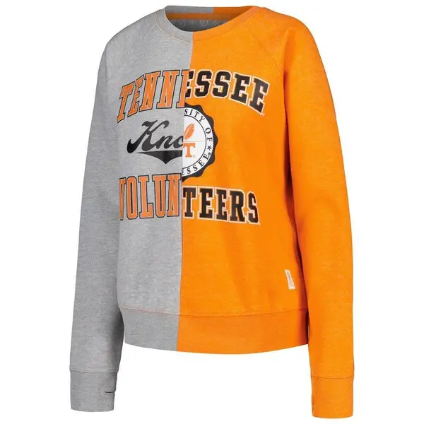 PRESSBOX Tennessee Volunteers Half And Half Raglan Pullover Sweatshirt