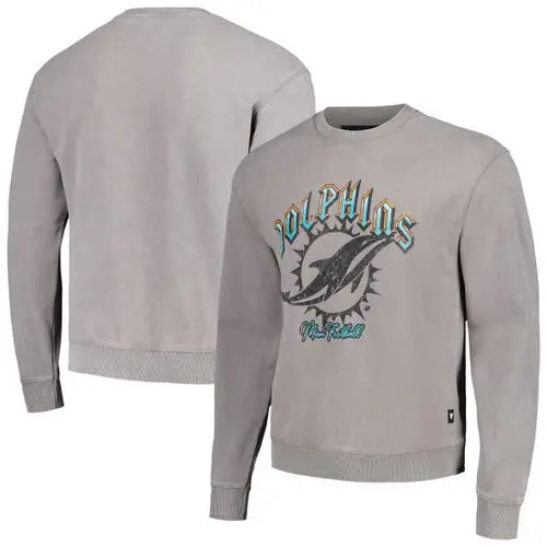 THE WILD COLLECTIVE Miami Dolphins Distressed Pullover Sweatshirt