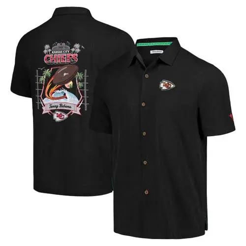 Tommy Bahama Kansas City Chiefs Tidal Kickoff Camp Button-up Shirt - Black