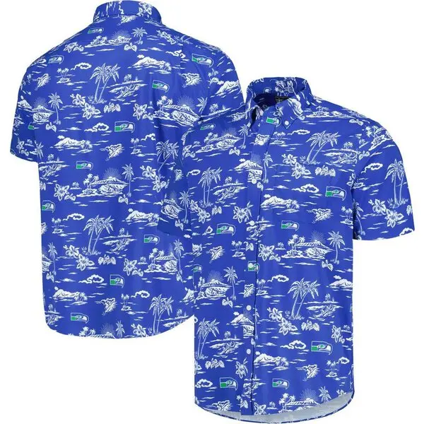 Reyn Spooner Seattle Seahawks Throwback Kekai Print Button-up Shirt - Royal
