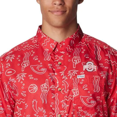 Columbia Ohio State Buckeyes Super Slack Tide Omni-wick Button-up Shirt - Scarlet