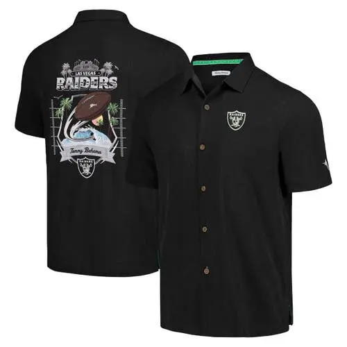 Tommy Bahama Las Vegas Raiders Tidal Kickoff Camp Button-up Shirt - Black