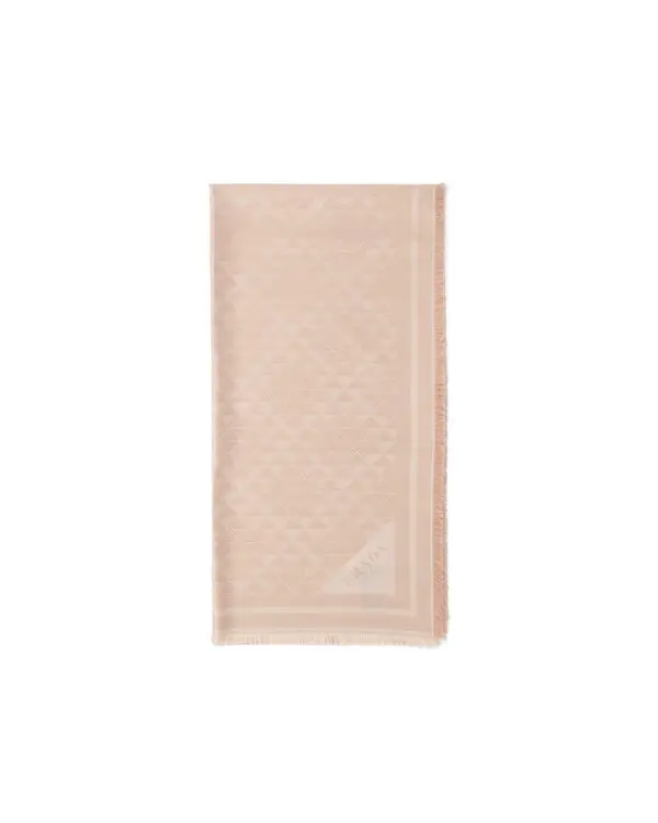 Prada Symbole Silk And Wool Jacquard Shawl - Pink