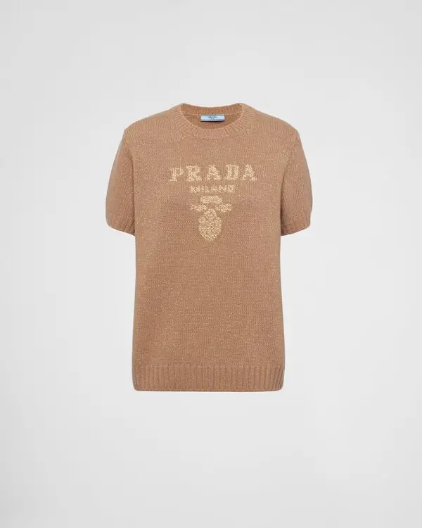 Prada Wool, Cashmere, And Lamé Crew-neck Sweater