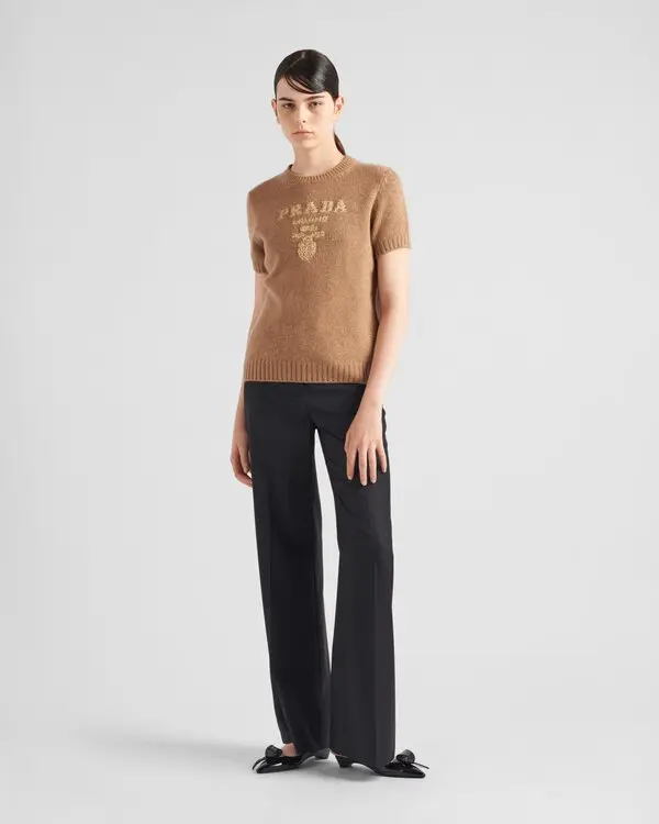 Prada Wool, Cashmere, And Lamé Crew-neck Sweater
