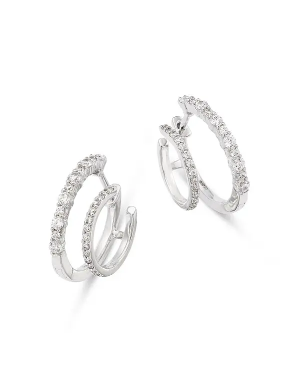 Bloomingdale'S Diamond Double Row Hoop Earrings - White