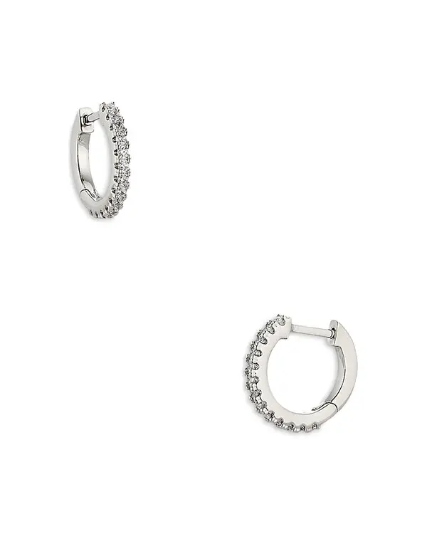 Nadri Pave Front Huggie Hoop Earrings - Silver