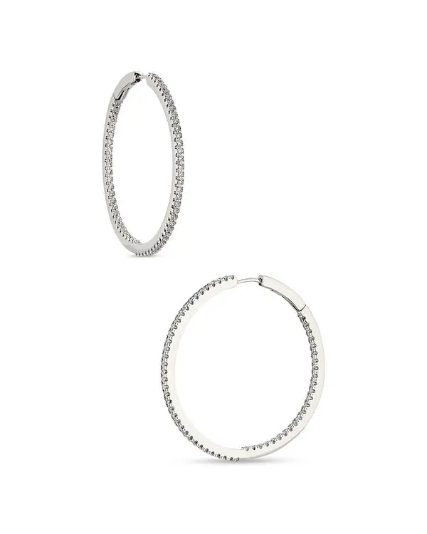 Nadri Pave Inside Out Hoop Earrings - Silver