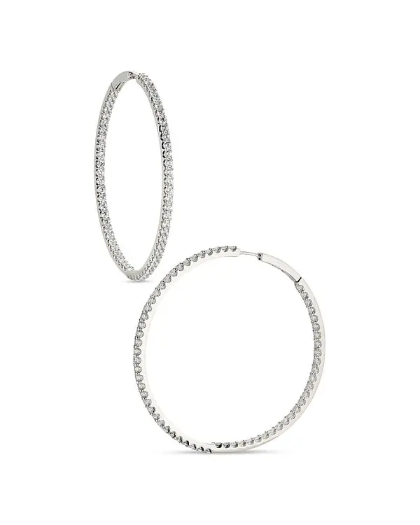 Nadri Pave Hoop Earrings - Silver