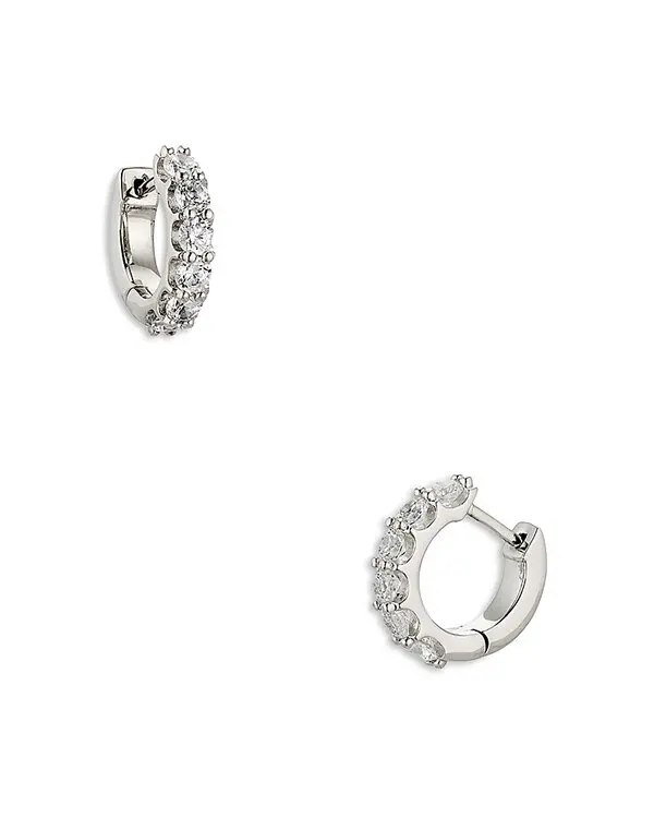 Nadri Huggie Hoop Earrings - Silver