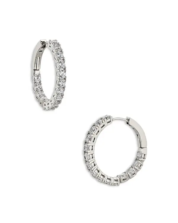 Nadri Inside Out Hoop Earrings - Silver