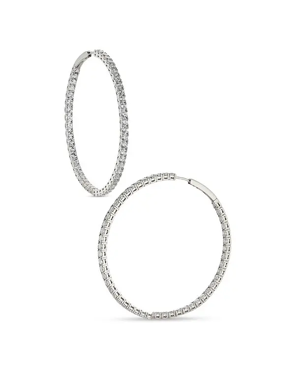 Nadri Inside Out Hoop Earrings - Silver