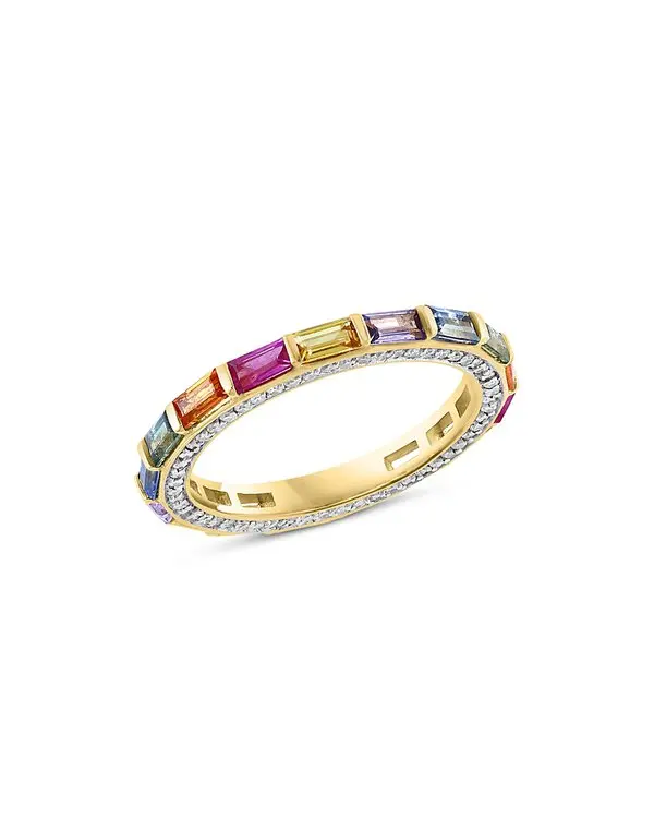 Bloomingdale'S Rainbow Sapphire And Diamond Eternity Ring - Multi