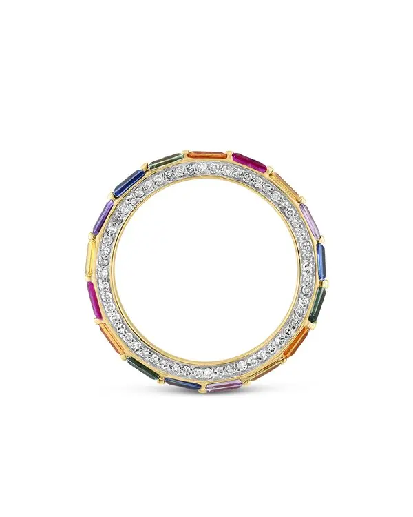 Bloomingdale'S Rainbow Sapphire And Diamond Eternity Ring
