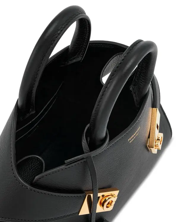 FERRAGAMO Hug Soft Mini Leather Crossbody - Nero