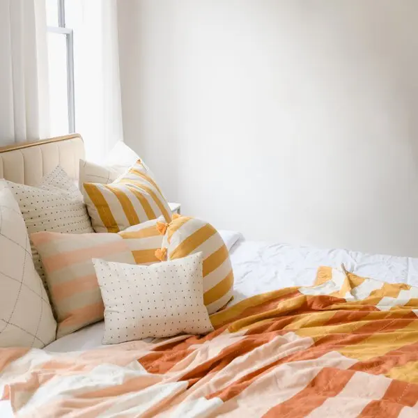 ANCHAL Offset Stripe Quilt Throw Blanket