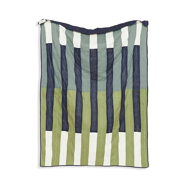 ANCHAL Offset Stripe Quilt Throw Blanket - Spruce