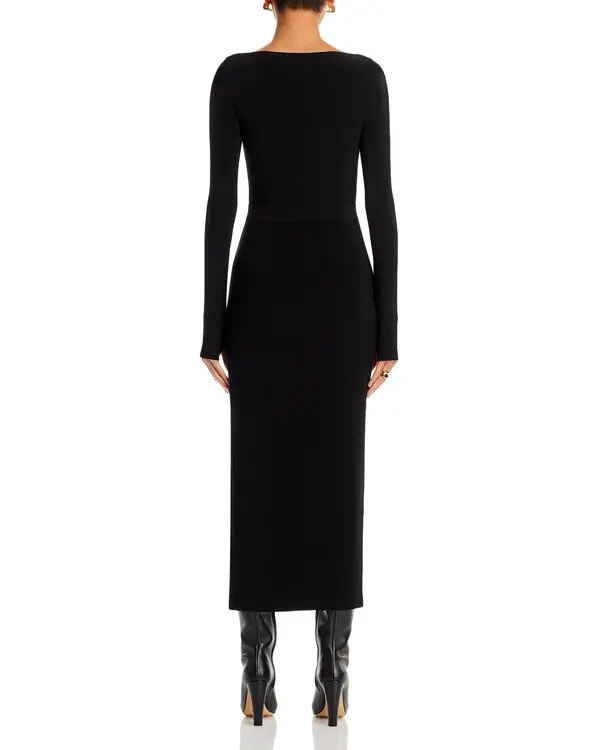 Norma Kamali Long Sleeve Side Slit Gown