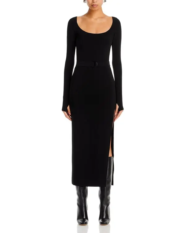 Norma Kamali Long Sleeve Side Slit Gown