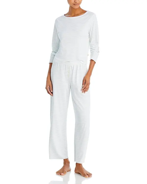 COZYLAND Ellie Striped Cotton Pajama Set - Sky Stripe
