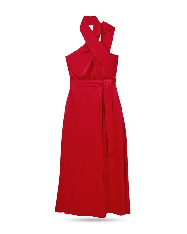 strapless open back dress Brienna Halter Ruched Maxi Dress Black Selfie Leslie