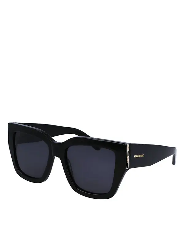 FERRAGAMO Double Gancini Square Sunglasses - Black/blue Solid