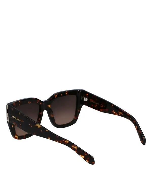 FERRAGAMO Double Gancini Square Sunglasses - Tortoise/brown Gradient