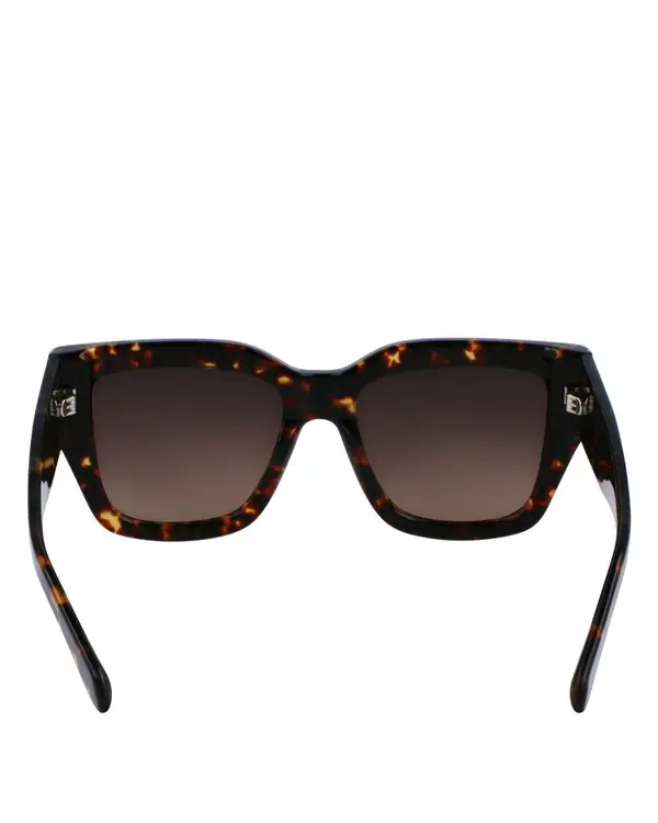 FERRAGAMO Double Gancini Square Sunglasses - Tortoise/brown Gradient
