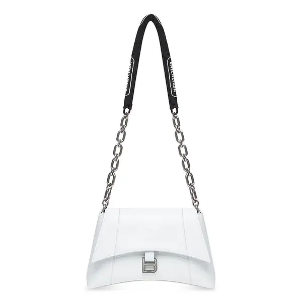 Balenciaga Downtown Small Shoulder Bag With Chain - White