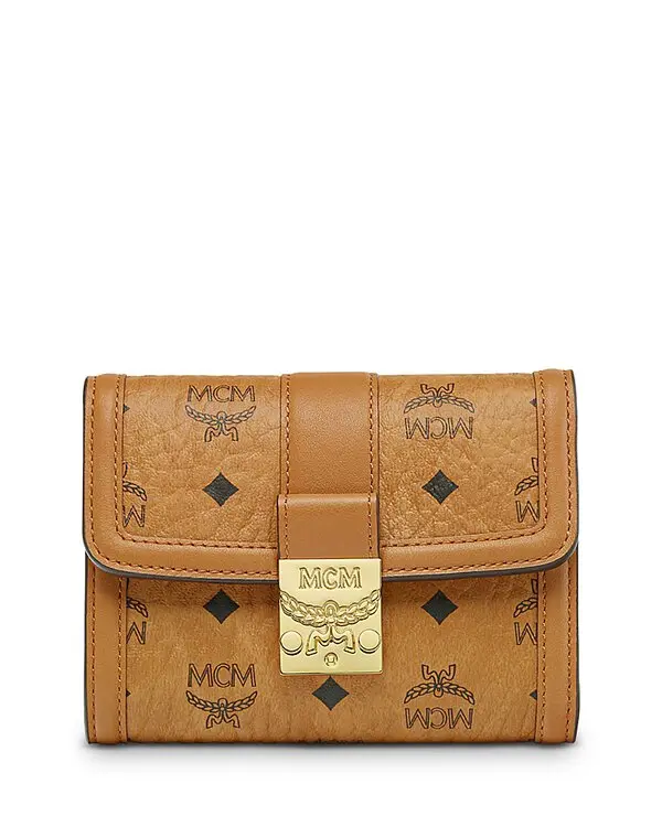 Mcm Tracy Small Visetos Trifold Wallet - Cognac