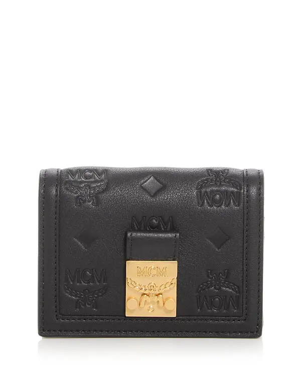 Mcm Tracy Embossed Monogram Small Leather Wallet - Black
