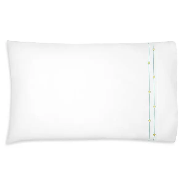 SFERRA Diamantini Pillow Case, Standard - White/aqua